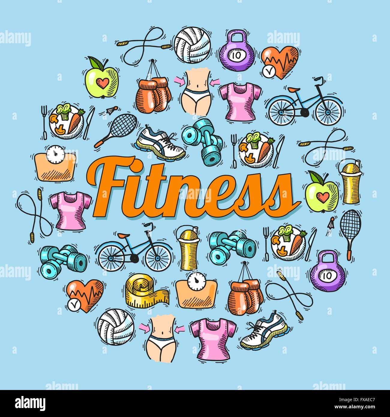 Fitness sketch illustration Stock Vector Image & Art - Alamy