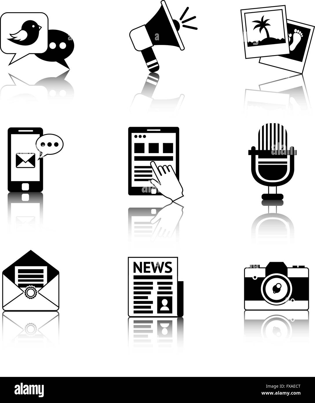 Media icons black and white Stock Vector Image & Art - Alamy
