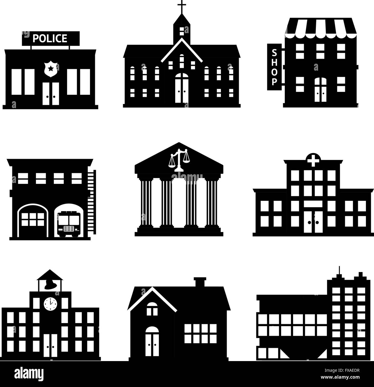 Government buildings black and white icons Stock Vector Image & Art - Alamy