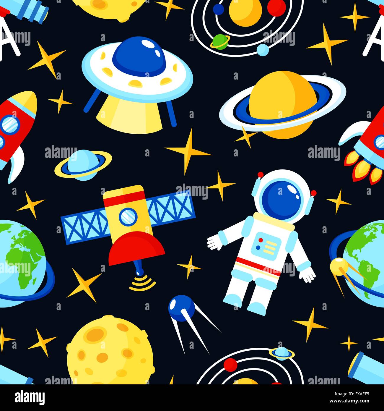 Space seamless pattern Stock Vector Image & Art - Alamy