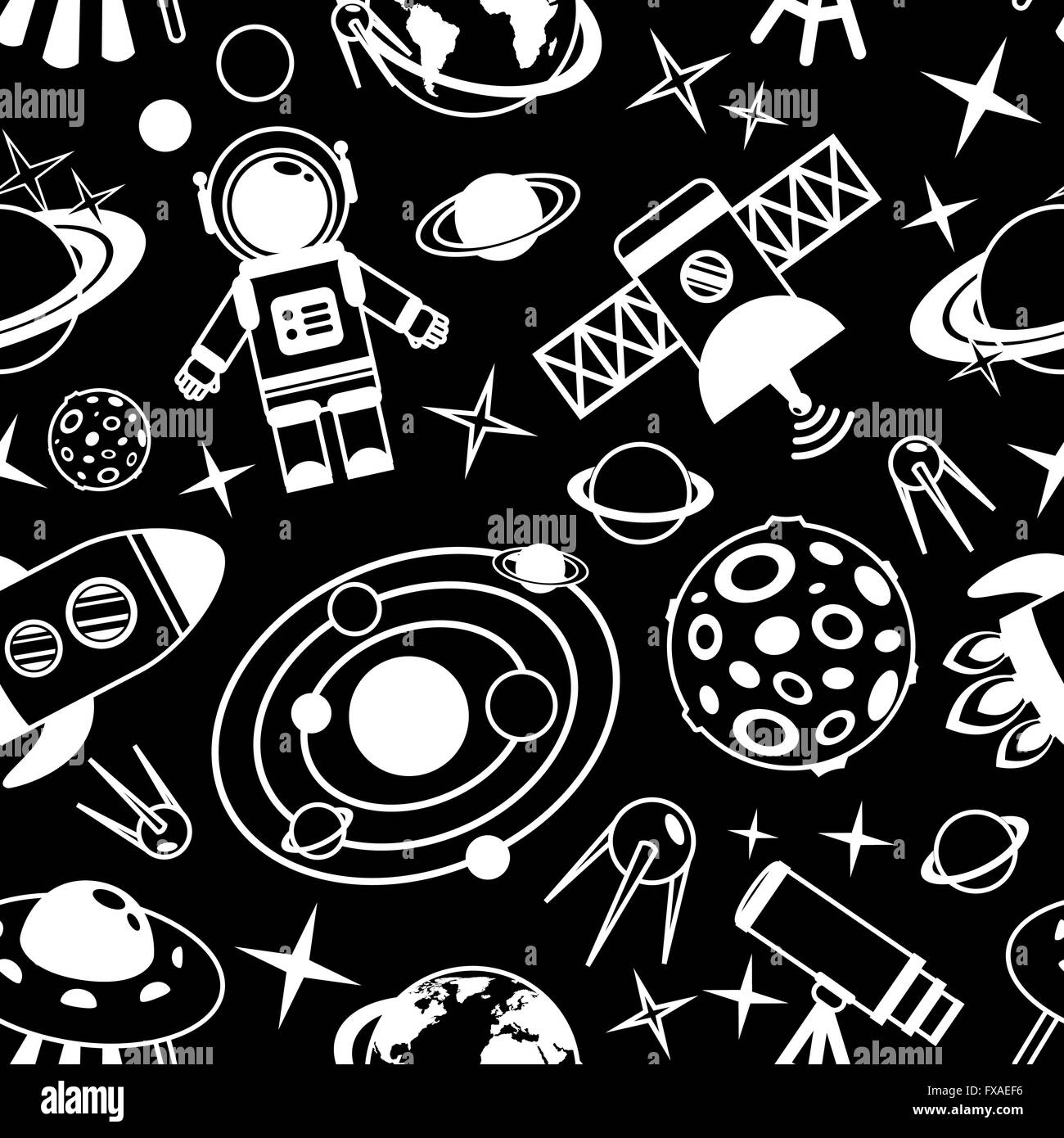 Space black and white seamless pattern Stock Vector Image & Art - Alamy