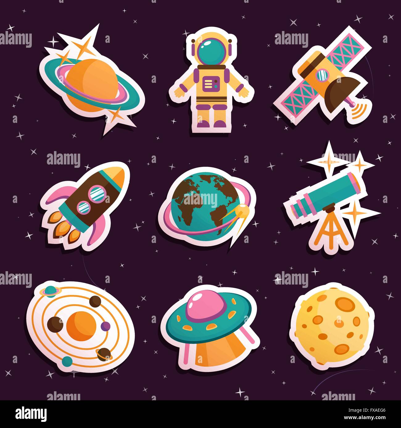 Space stickers set Stock Vector Image & Art - Alamy