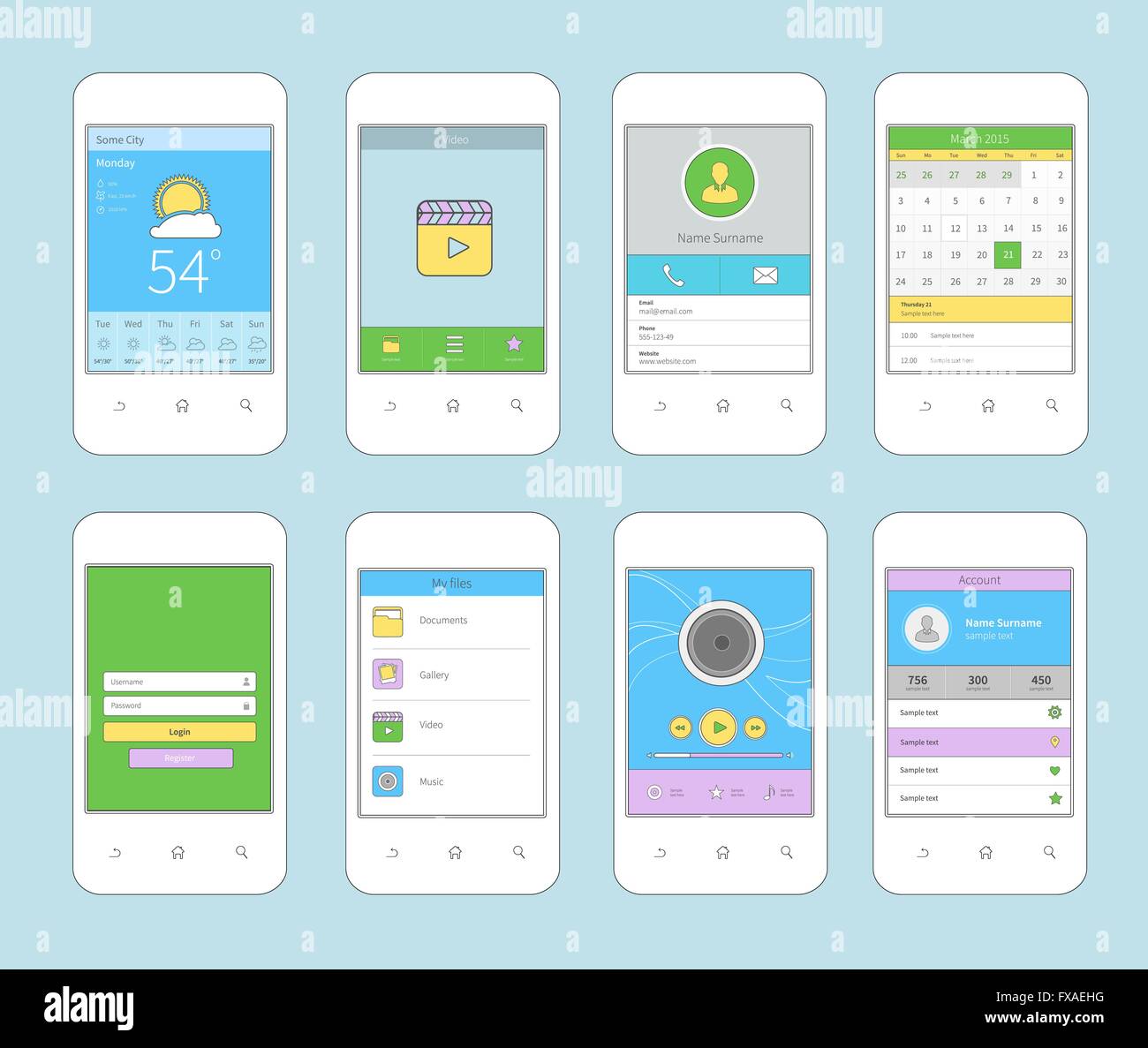 Mobile ui design flat line Stock Vector Image & Art - Alamy