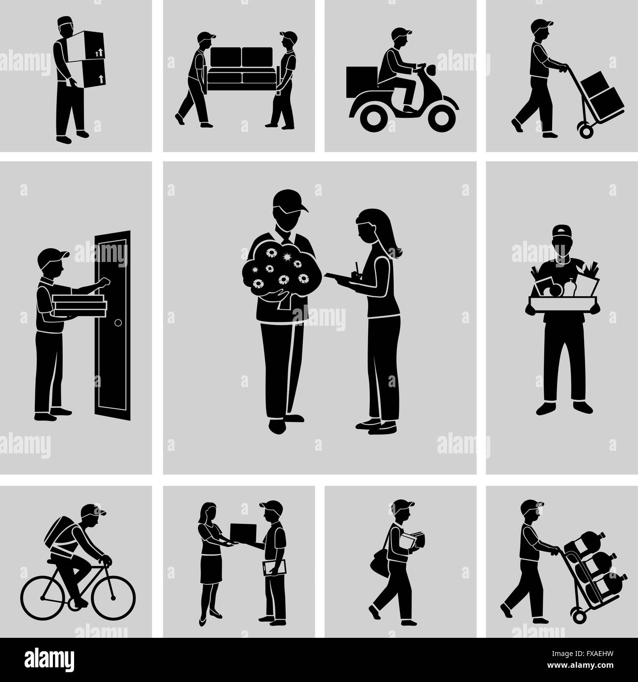 Delivery icons black Stock Vector Image & Art - Alamy