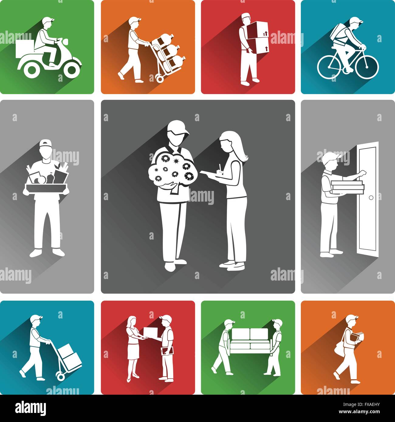 Delivery icons white Stock Vector Image & Art - Alamy