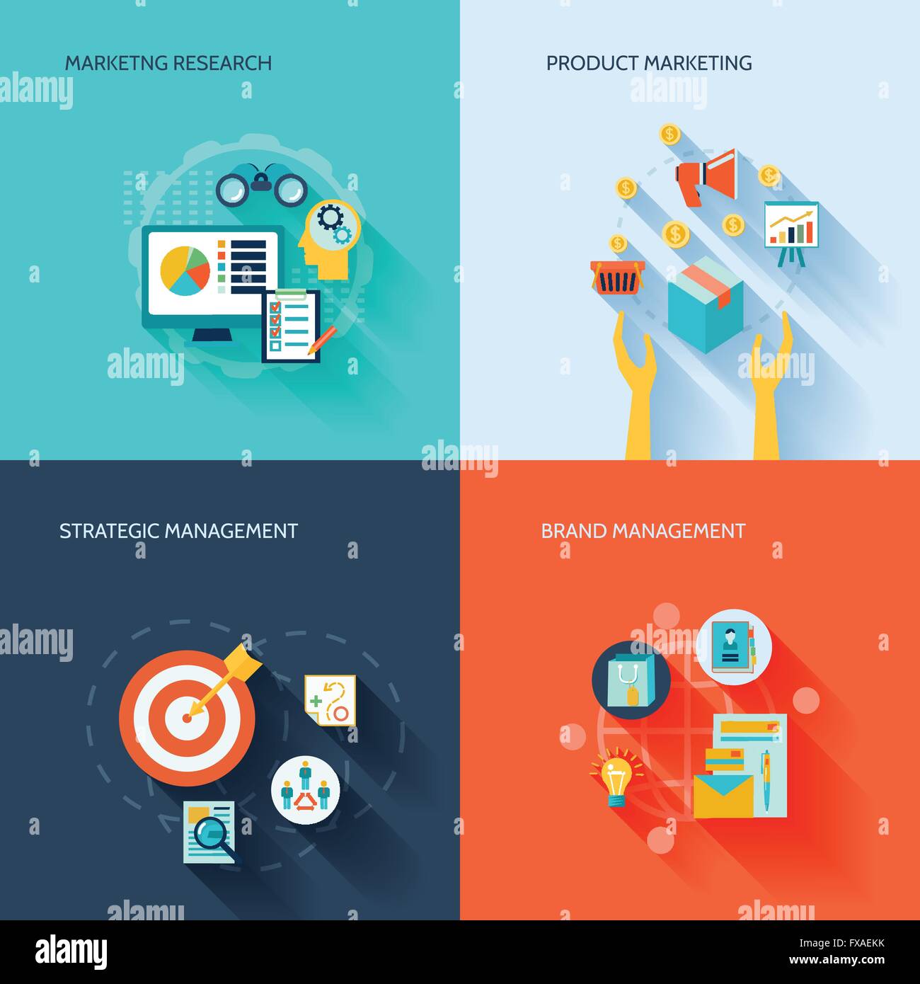 Marketers flat icons set Stock Vector Image & Art - Alamy