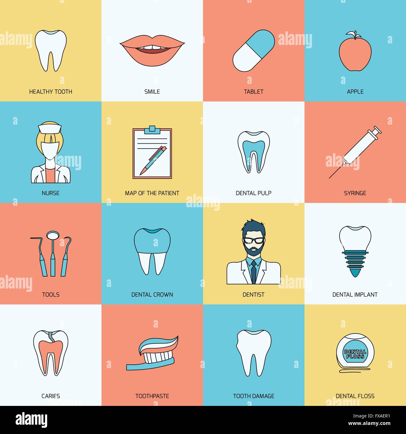 Teeth icons flat Stock Vector Image & Art - Alamy