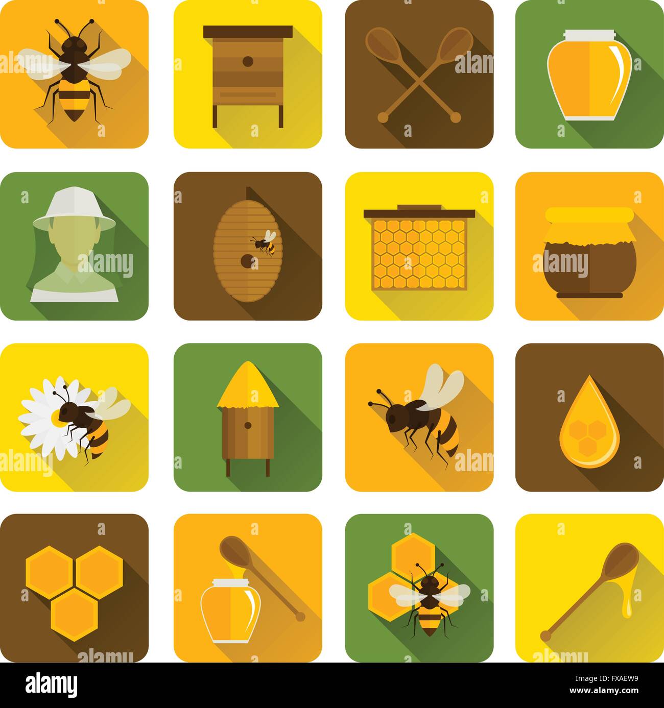 Bee Honey Icons Flat Stock Vector Image & Art - Alamy