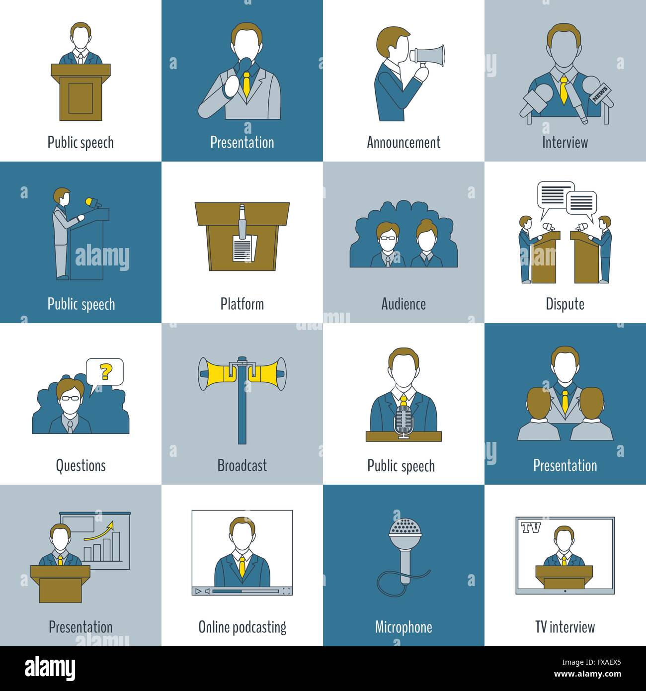 Public speaking icons flat line Stock Vector Image & Art - Alamy