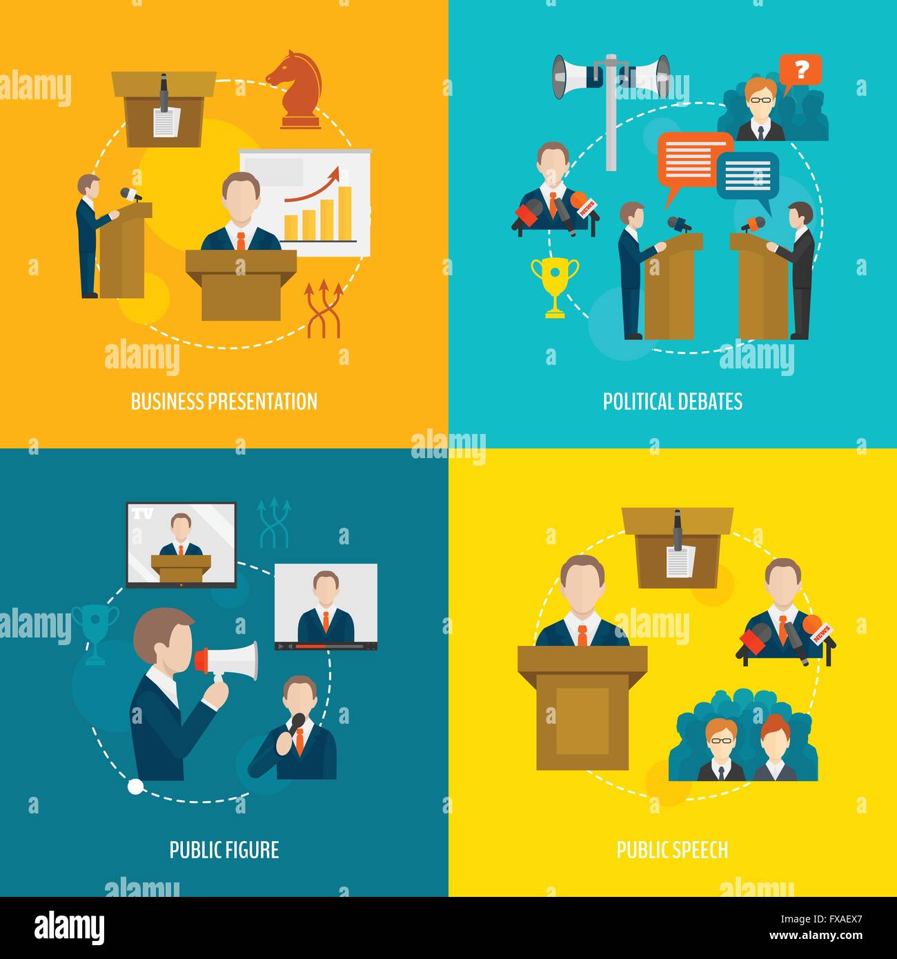 Public speaking flat set Stock Vector Image & Art - Alamy