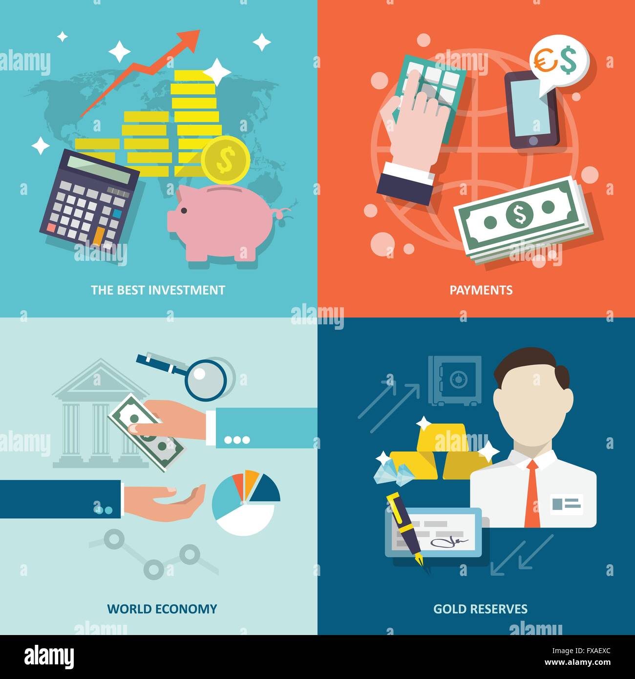 Bank service icons flat set Stock Vector Image & Art - Alamy