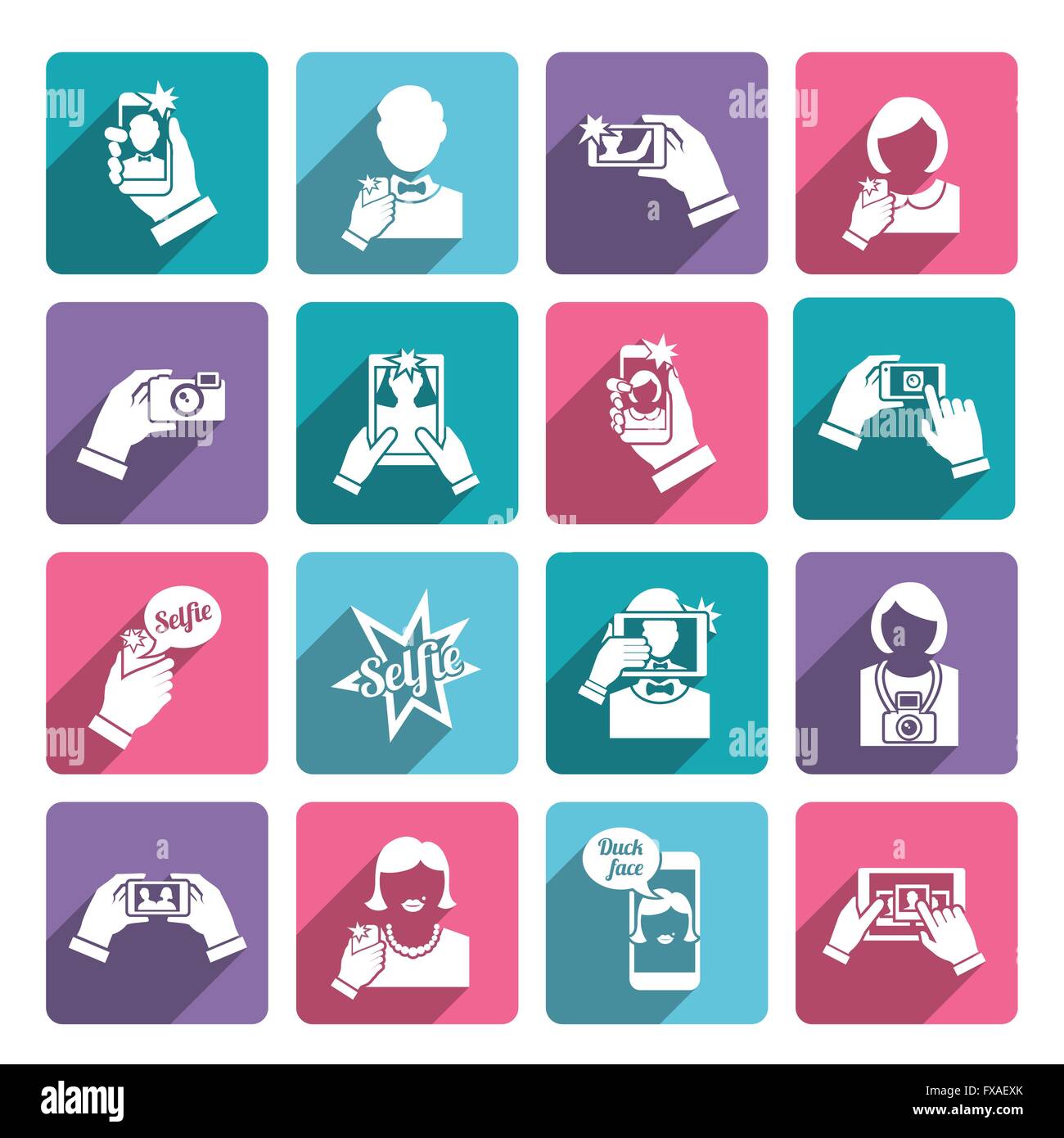Selfie Icons Flat Stock Vector Image & Art - Alamy
