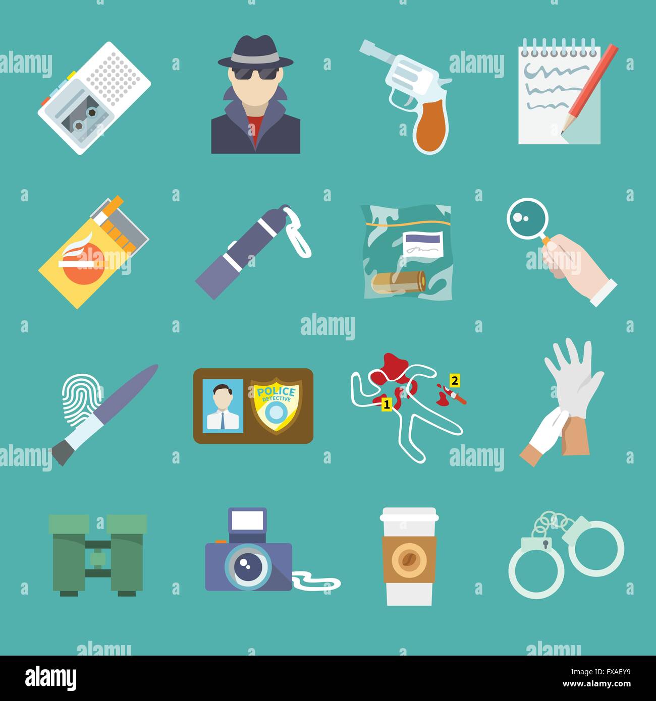Detective icons set Stock Vector Image & Art - Alamy
