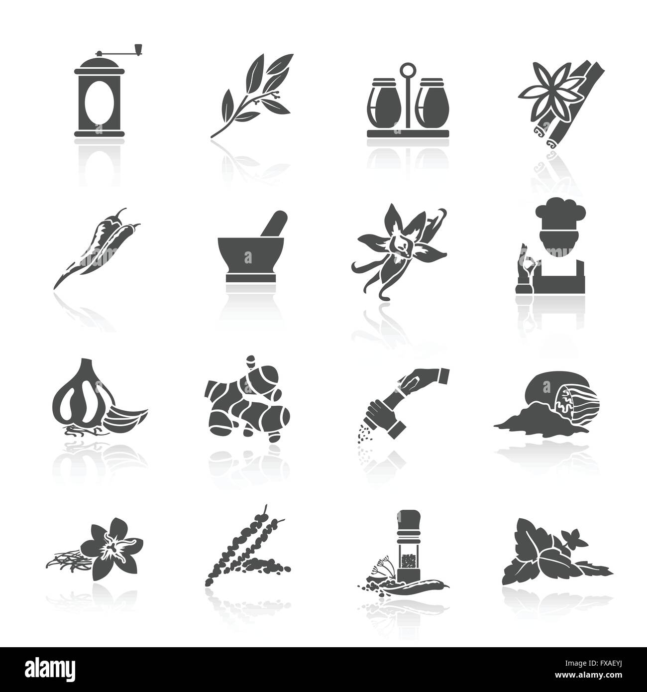 Spices Icons Black Stock Vector Image & Art - Alamy