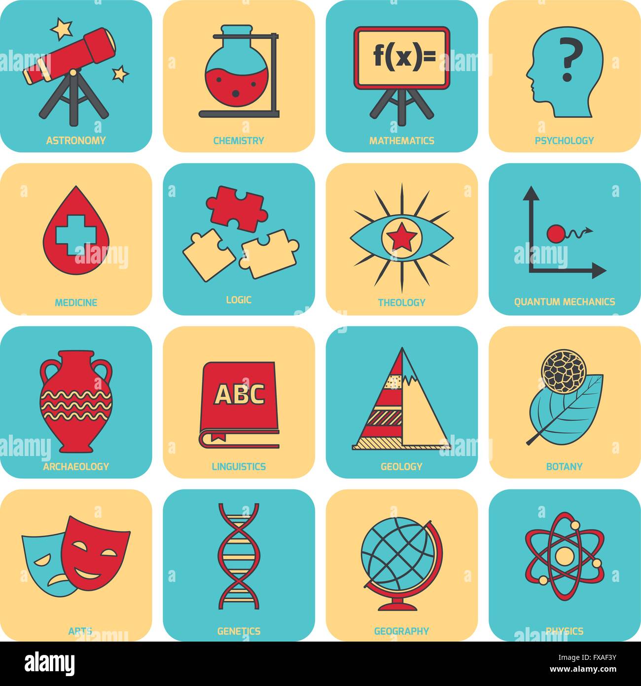 Science areas icons flat line Stock Vector Image & Art - Alamy