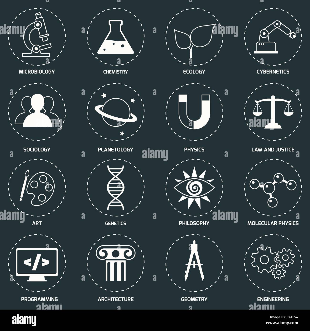 Science areas icons white Stock Vector Image & Art - Alamy