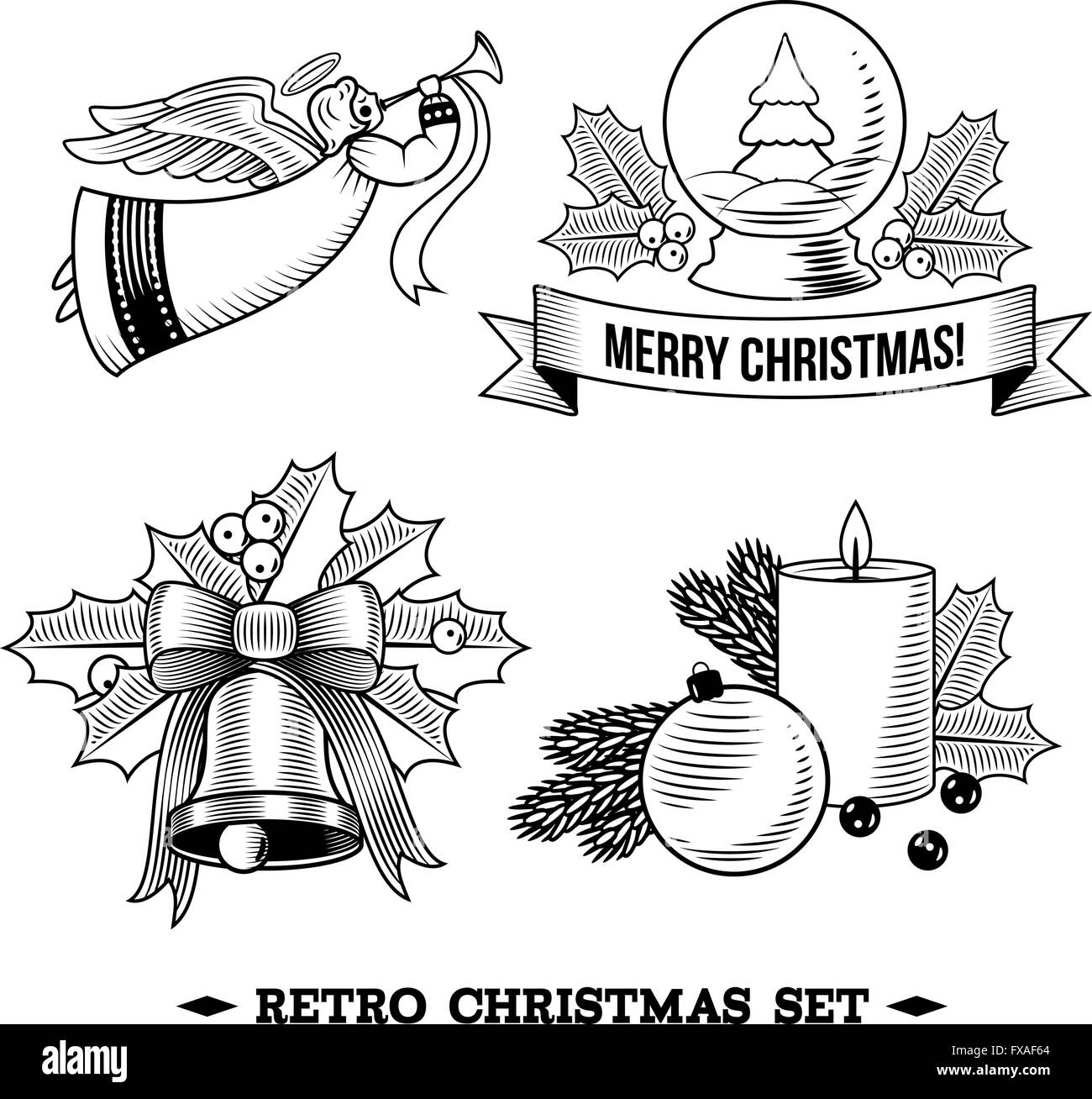 Christmas icons black and white set Stock Vector Image & Art - Alamy