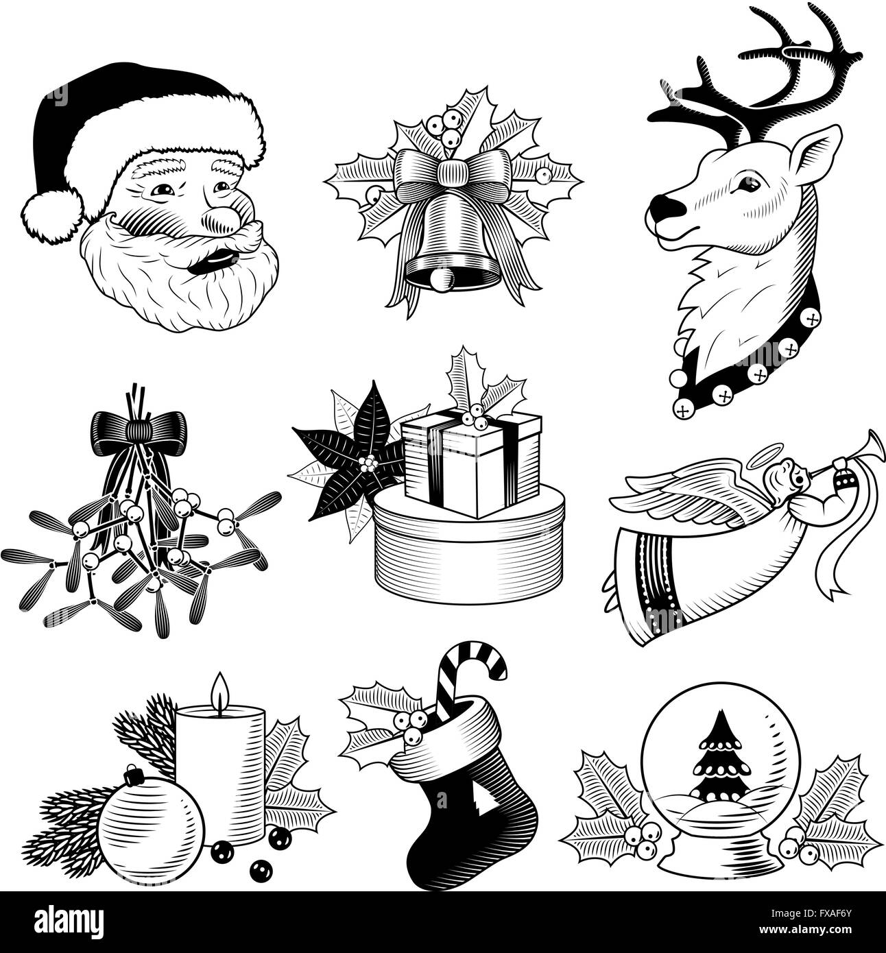 Christmas icons black and white set Stock Vector Image & Art - Alamy