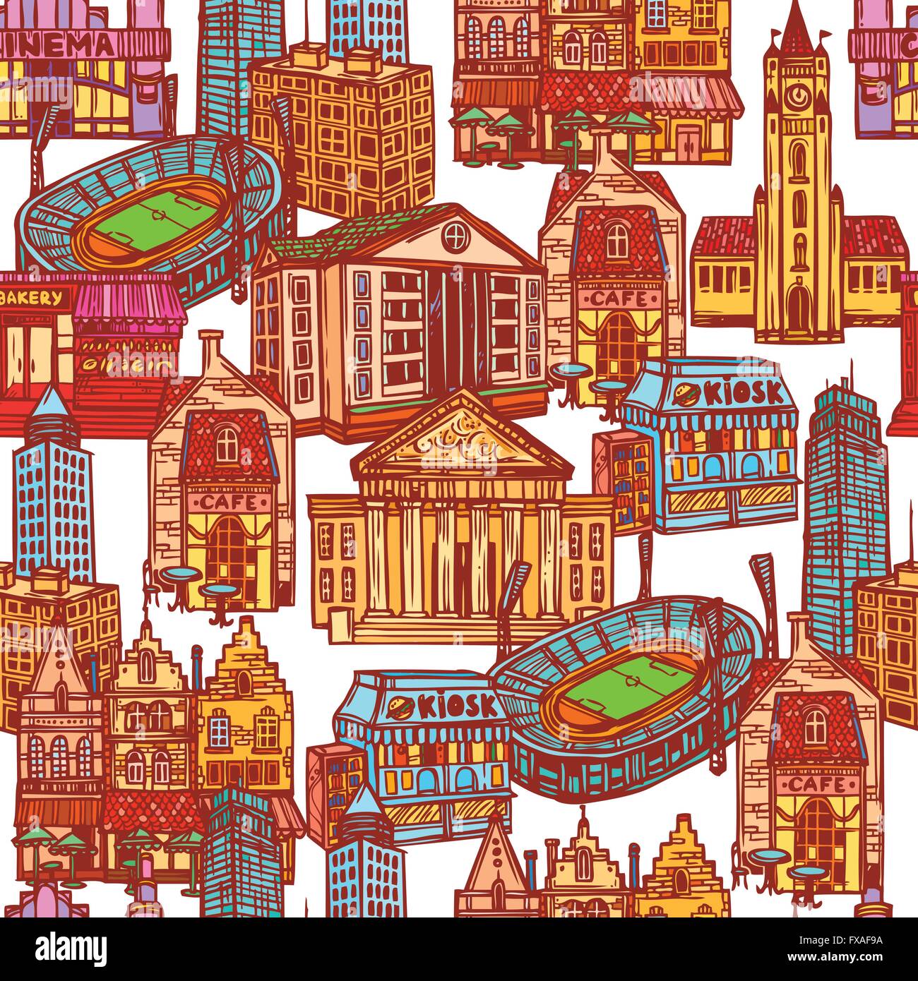 Sketch city seamless pattern Stock Vector Image & Art - Alamy