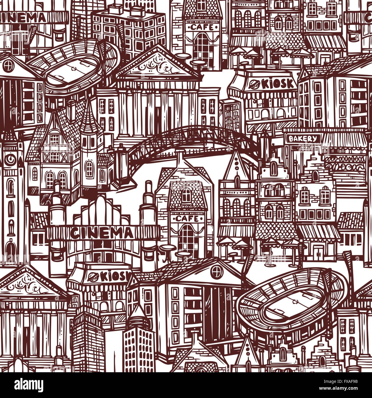 Sketch city seamless pattern Stock Vector Image & Art - Alamy
