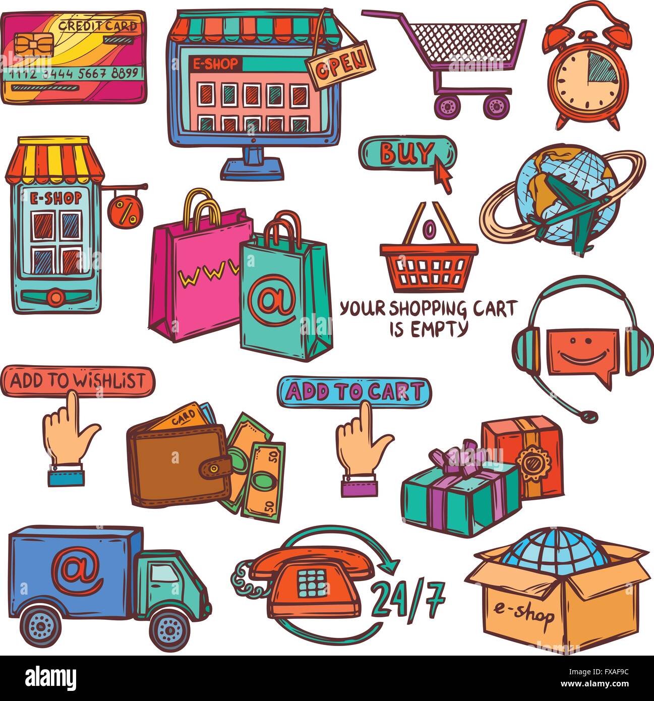 E-commerce icons set sketch Stock Vector Image & Art - Alamy