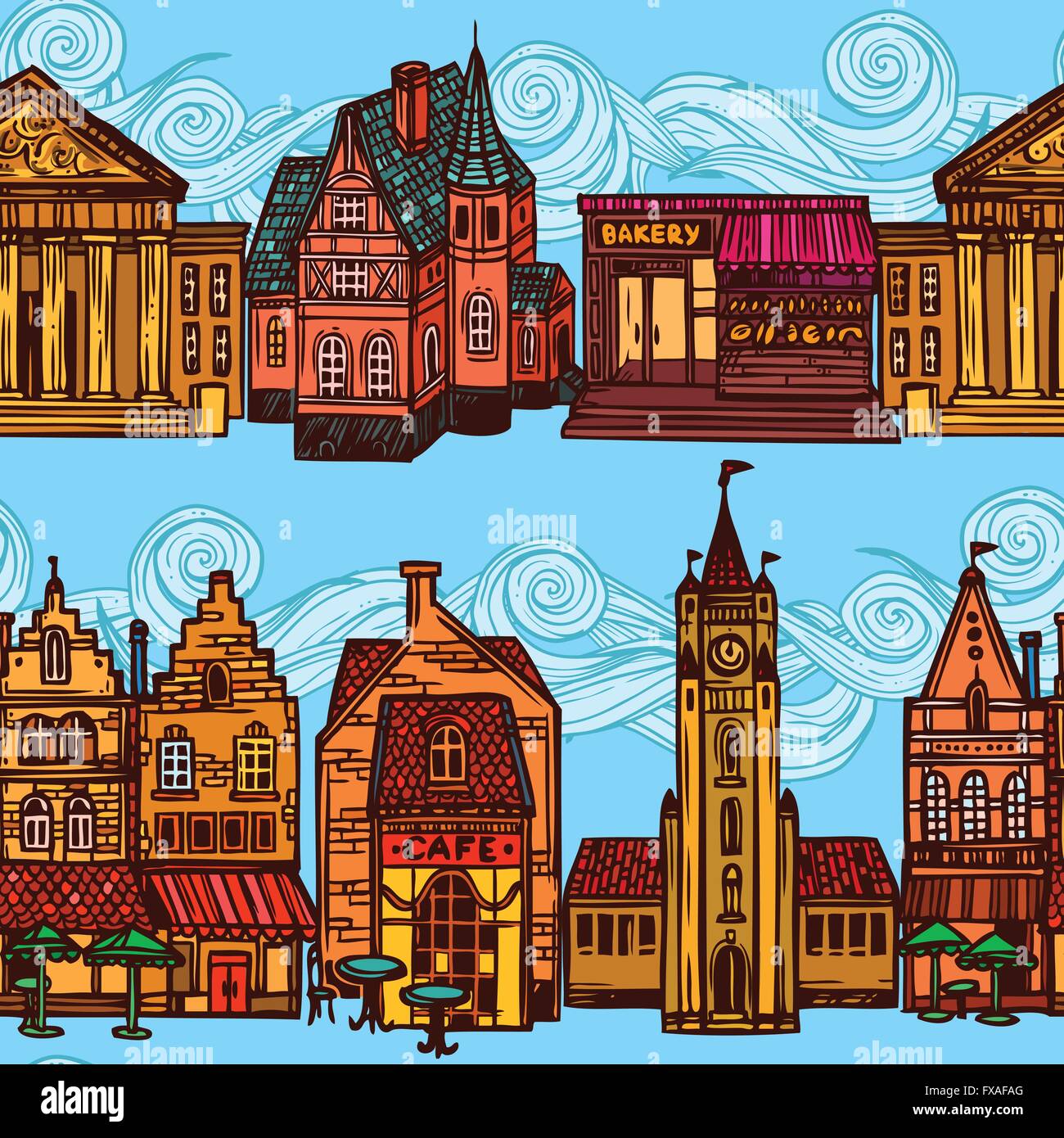 Sketch city seamless border Stock Vector Image & Art - Alamy