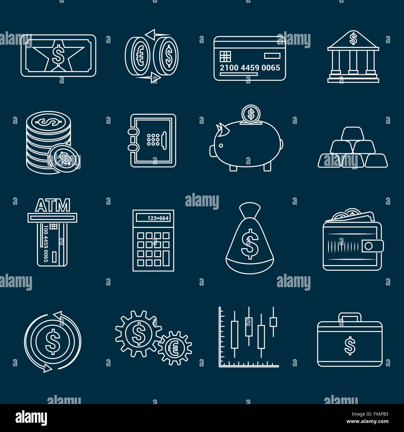Money finance icons outline Stock Vector Image & Art - Alamy