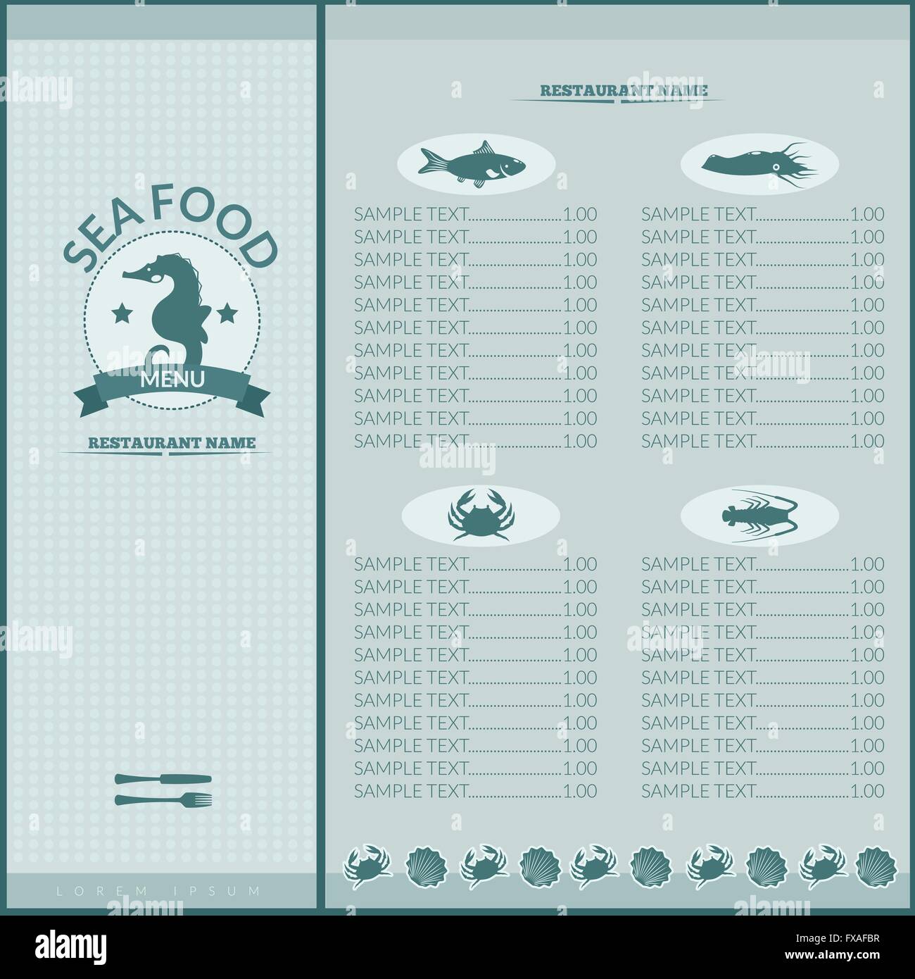 Seafood restaurant menu Stock Vector Image & Art - Alamy