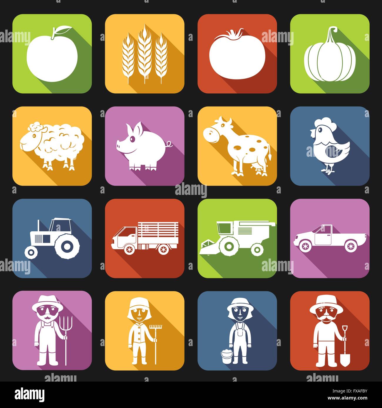 Farm Icons Set Flat Stock Vector Image & Art - Alamy