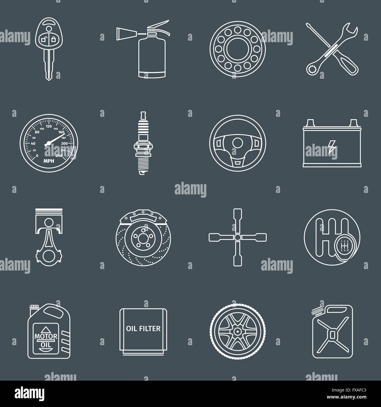 Car parts icons outline Stock Vector Image & Art - Alamy