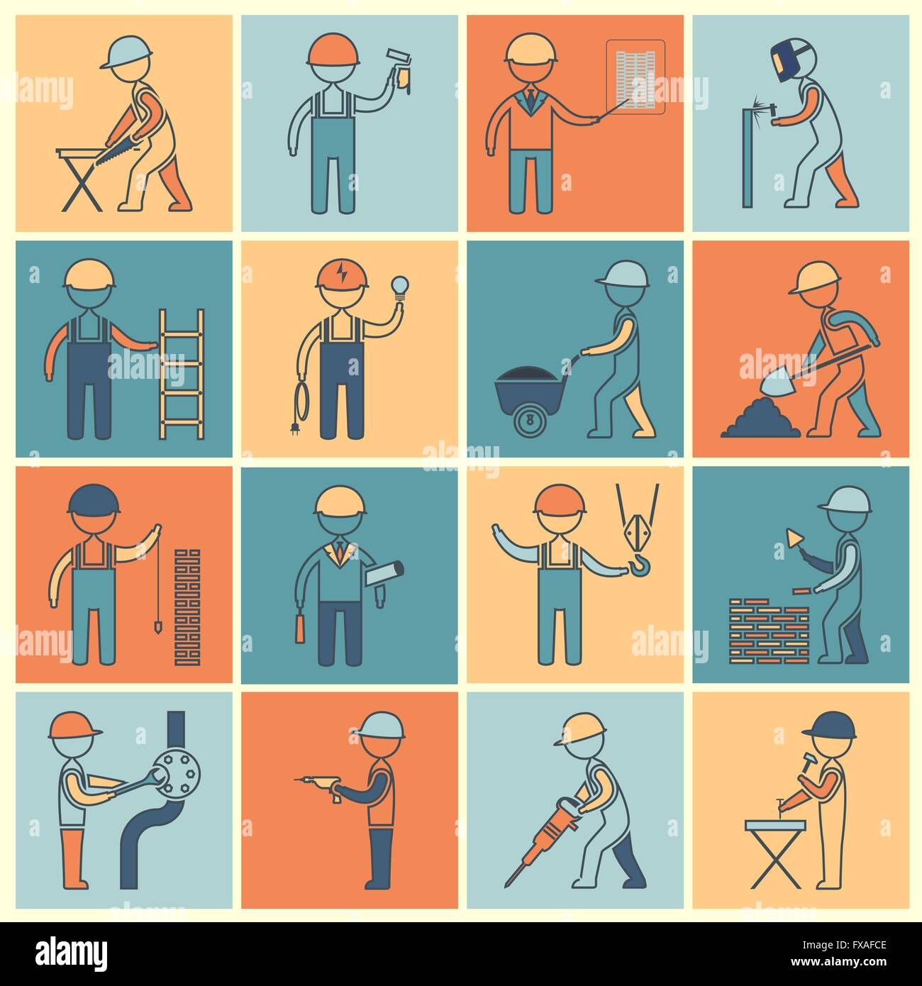 Construction worker icons flat line Stock Vector Image & Art - Alamy