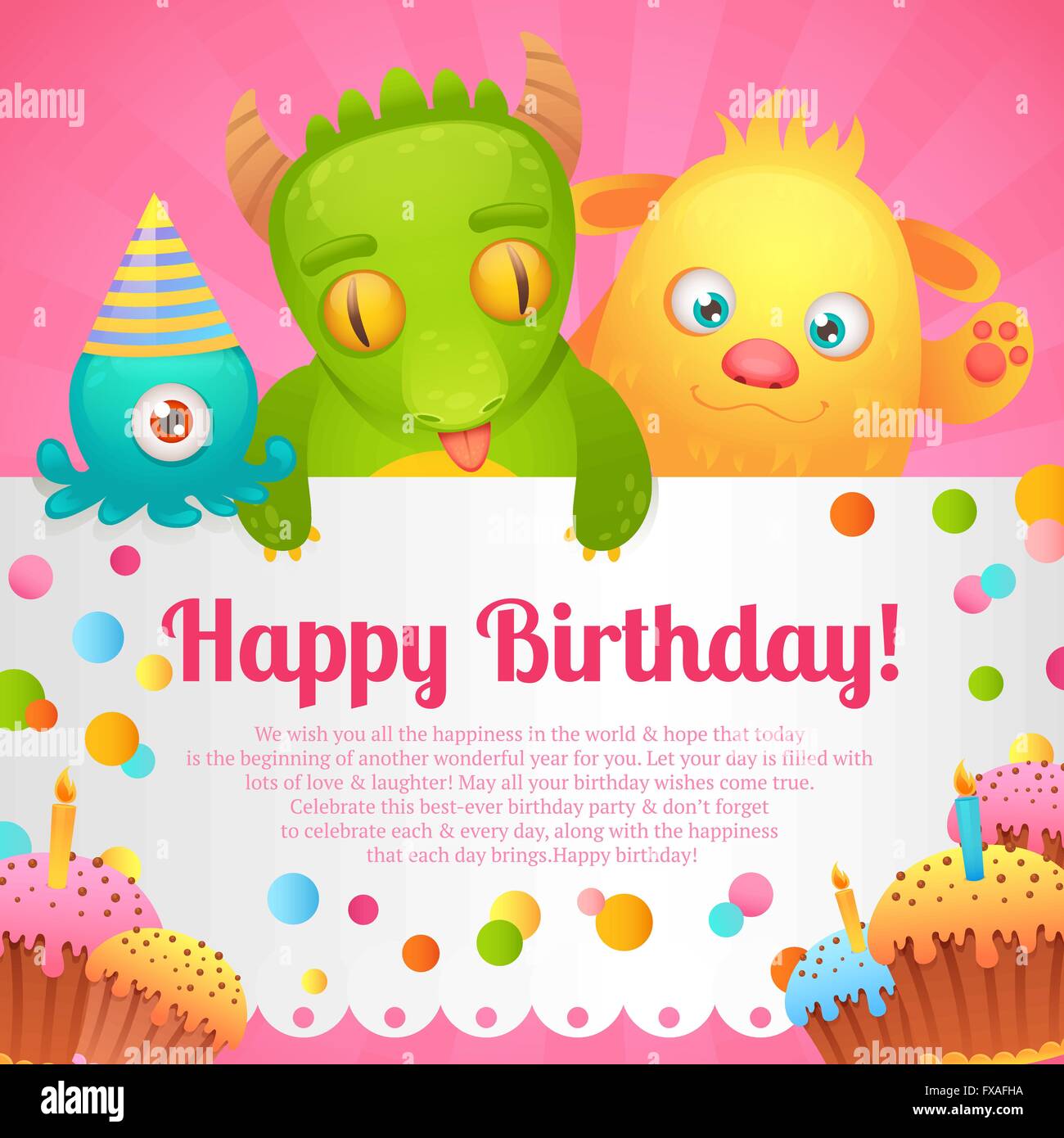 Birthday monsters card Stock Vector Image & Art - Alamy