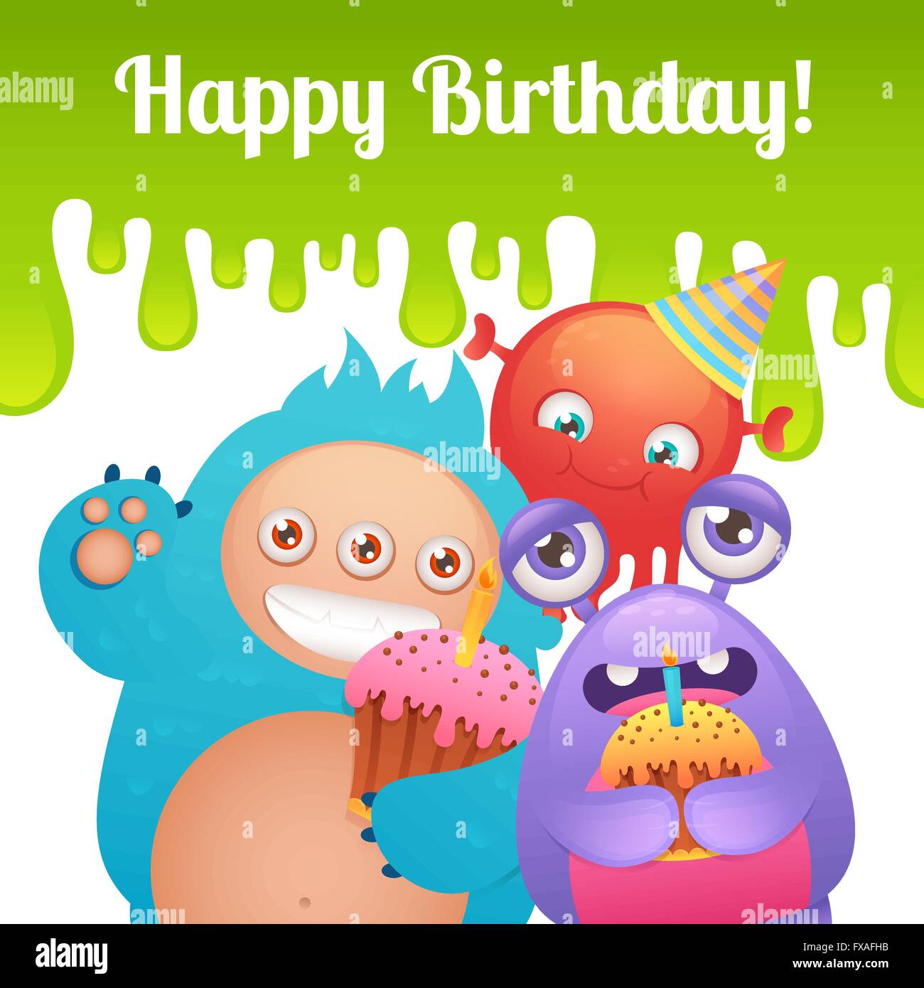 Birthday monsters card Stock Vector Image & Art - Alamy