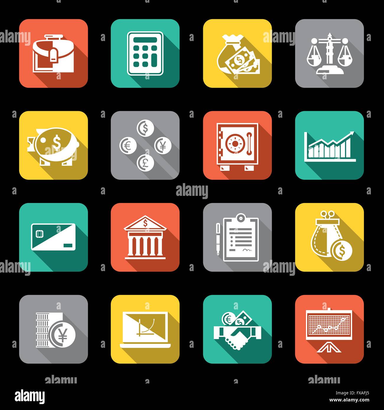 Finance icons set flat Stock Vector Image & Art - Alamy
