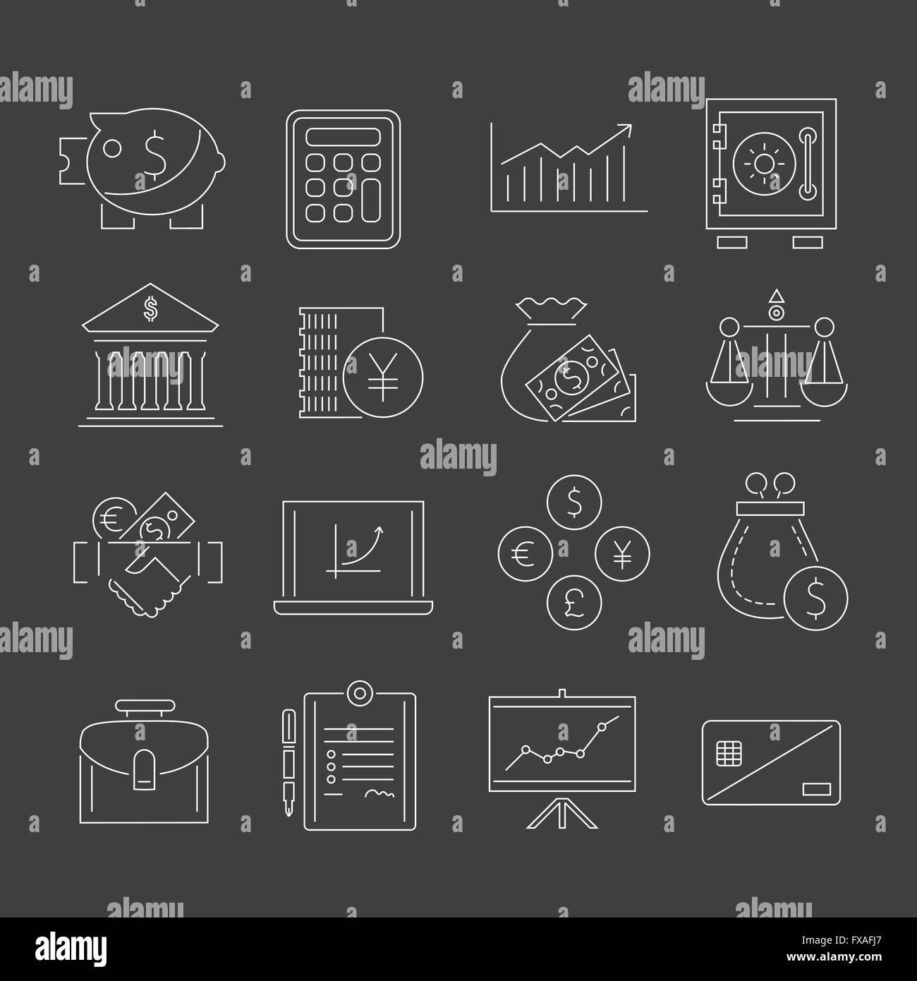 Finance icons set outline Stock Vector Image & Art - Alamy