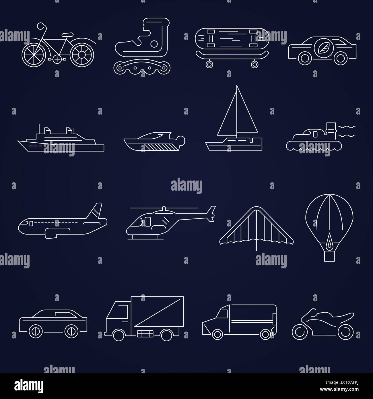 Transport icons outline set Stock Vector Image & Art - Alamy