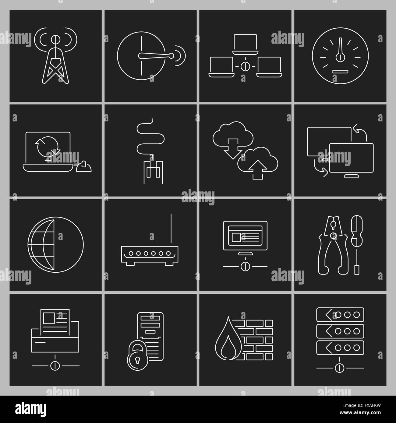 Network icons set outline Stock Vector Image & Art - Alamy