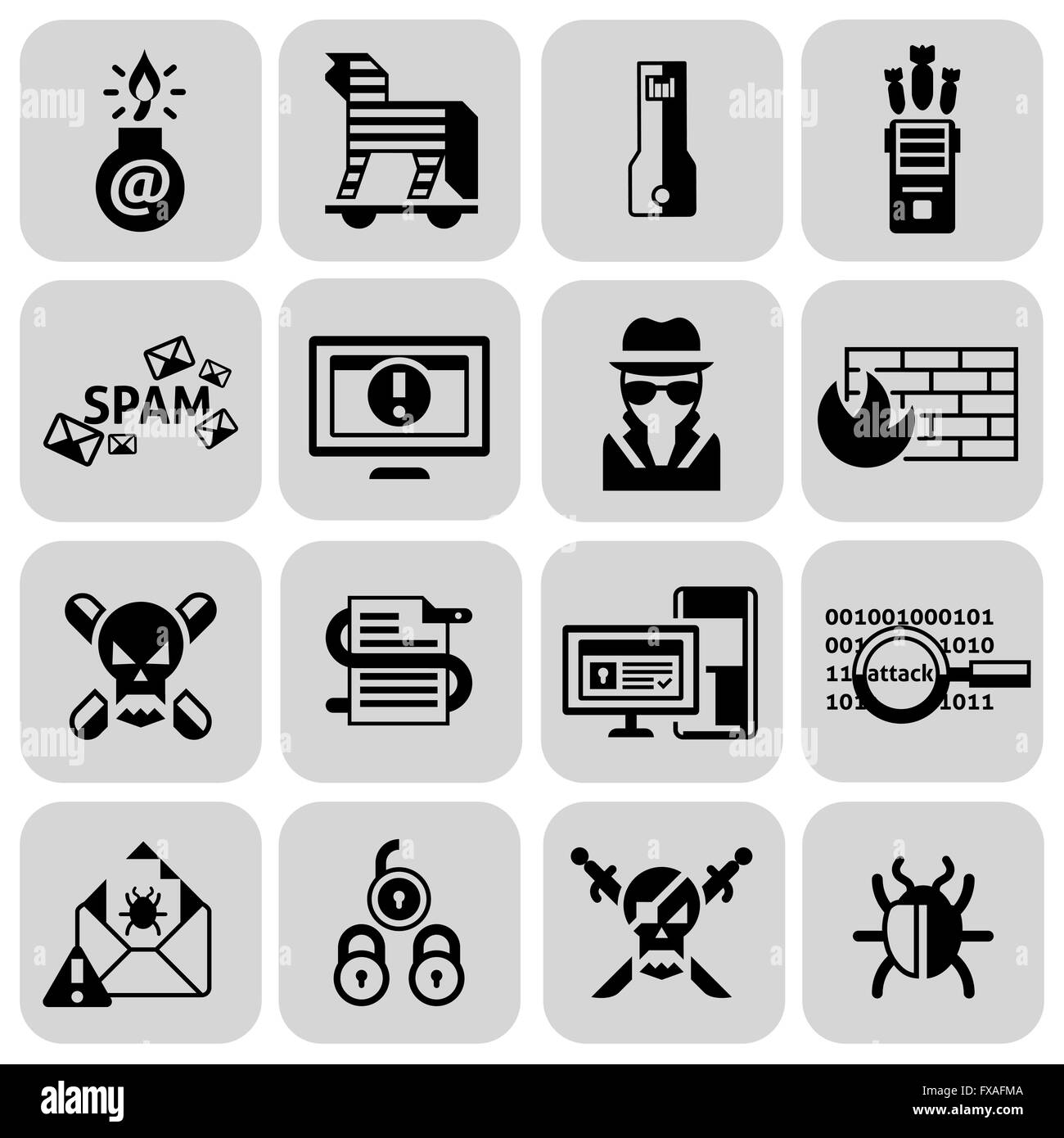 Hacker icons set black Stock Vector Image & Art - Alamy