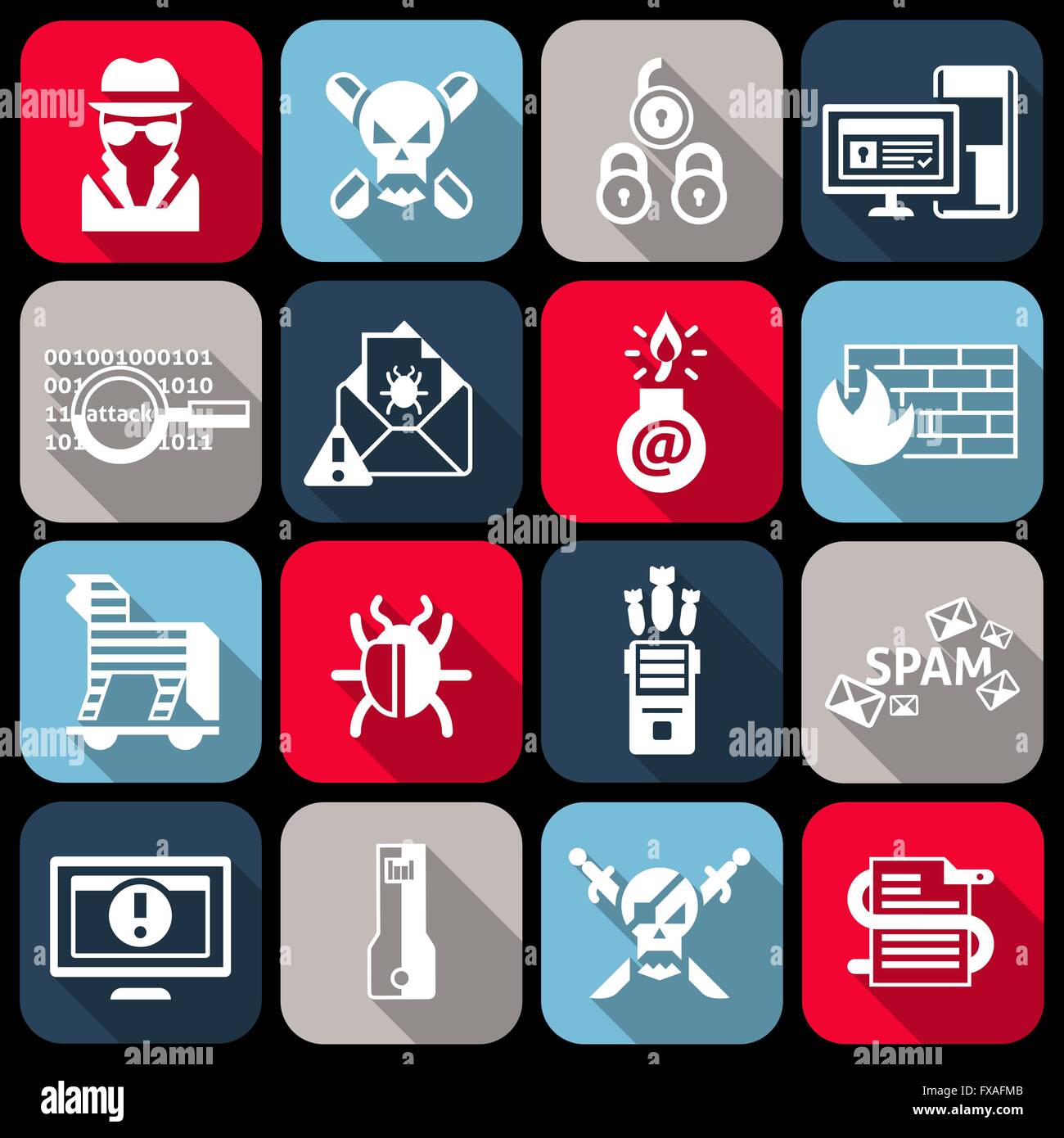 Hacker icons set flat Stock Vector Image & Art - Alamy