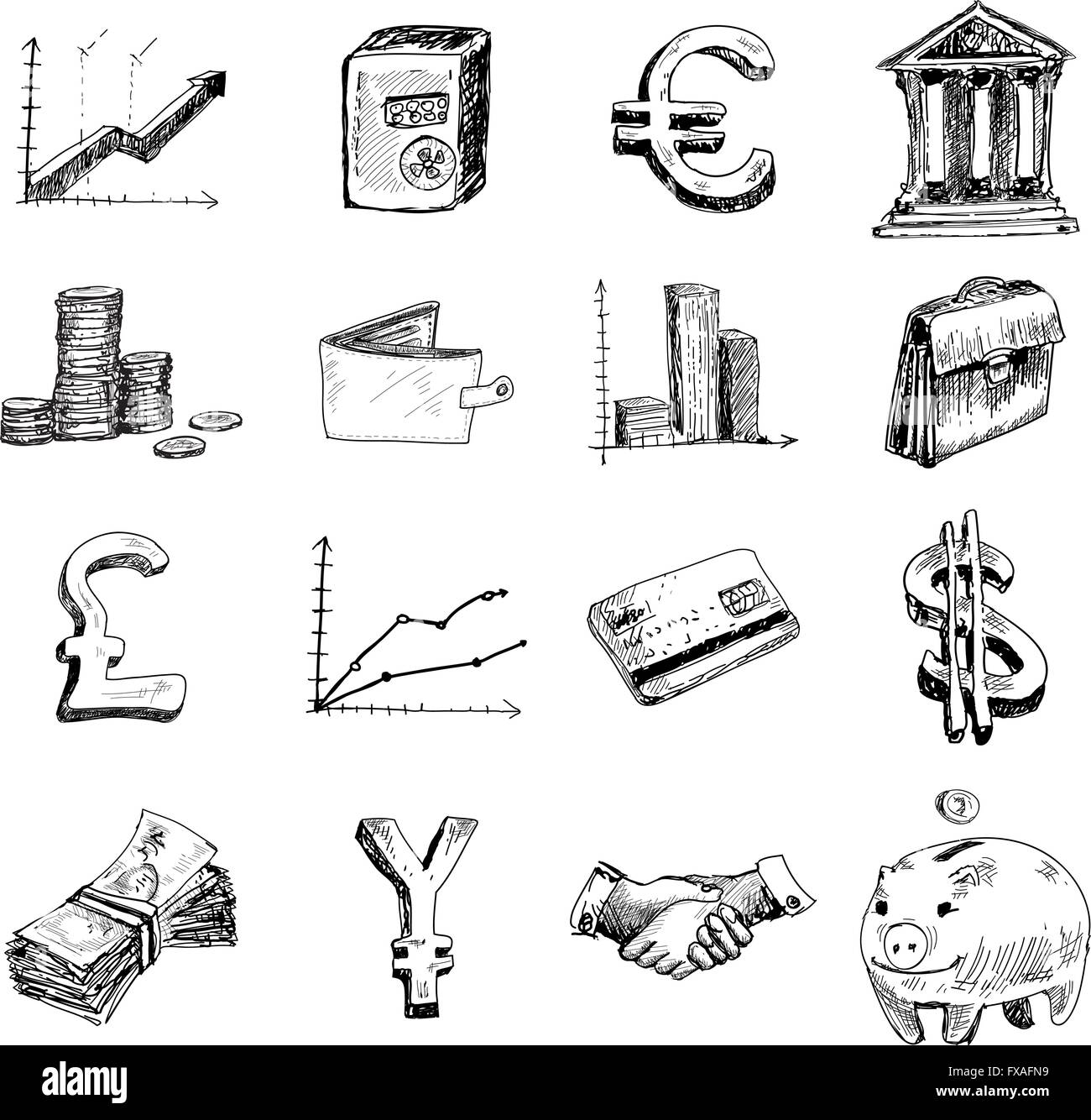 Currency money bag sketch Black and White Stock Photos & Images - Alamy