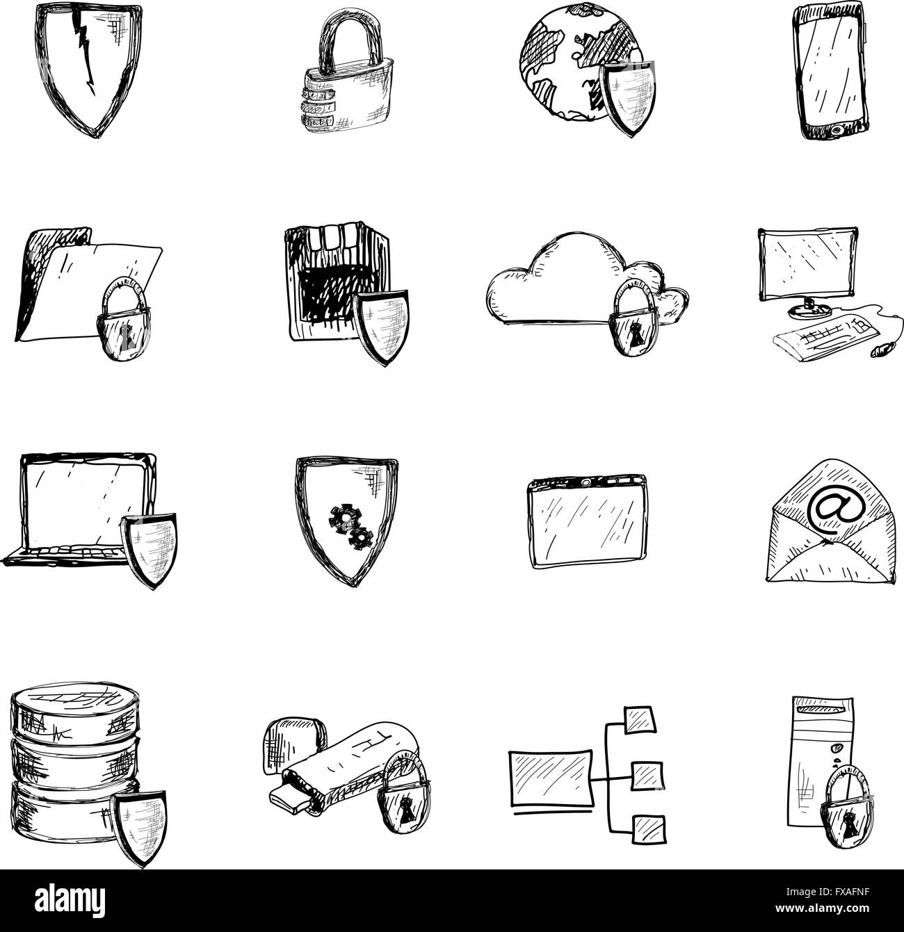 Data protection sketch icons Stock Vector Image & Art - Alamy