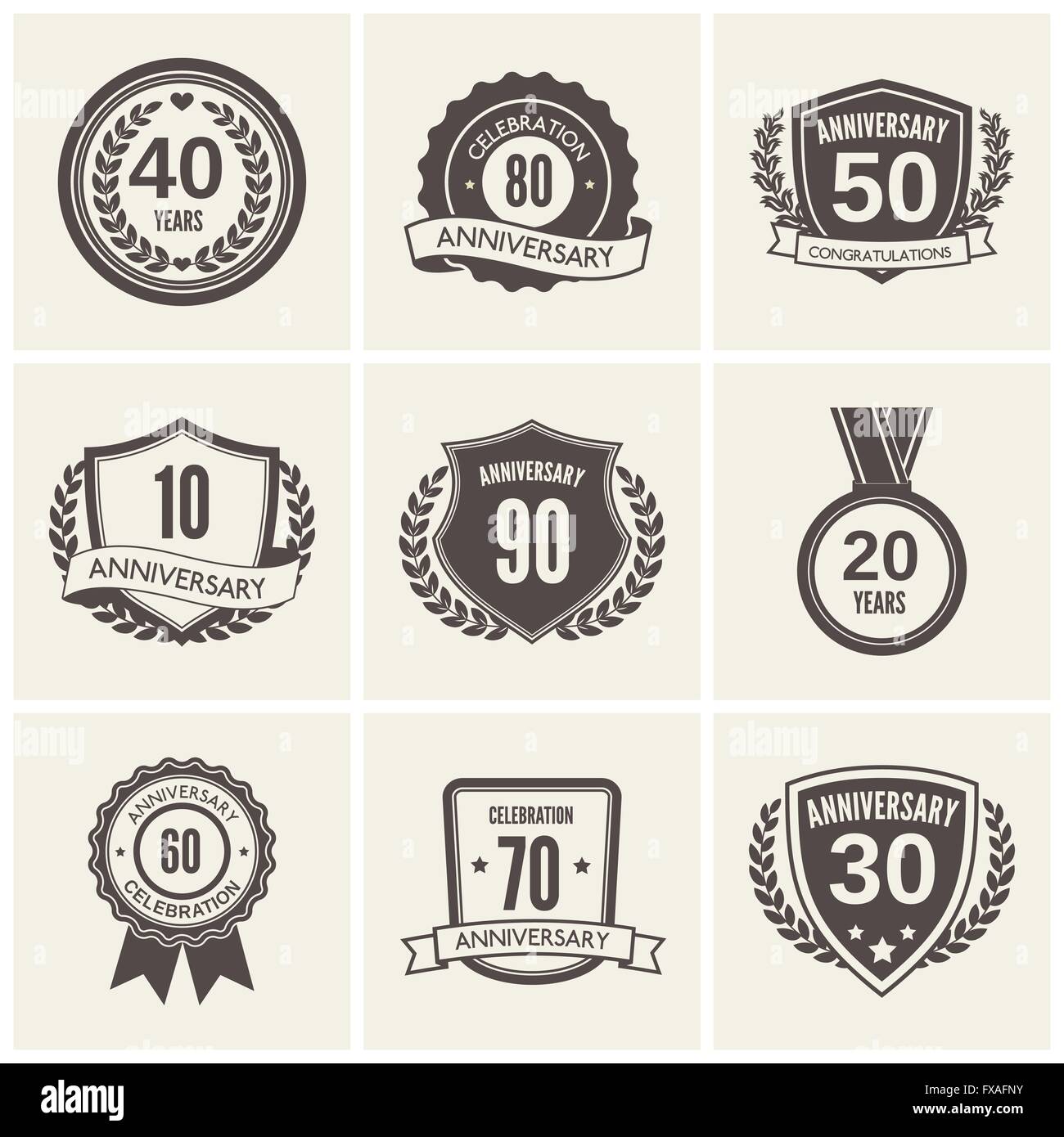 Anniversary label set Stock Vector Image & Art - Alamy