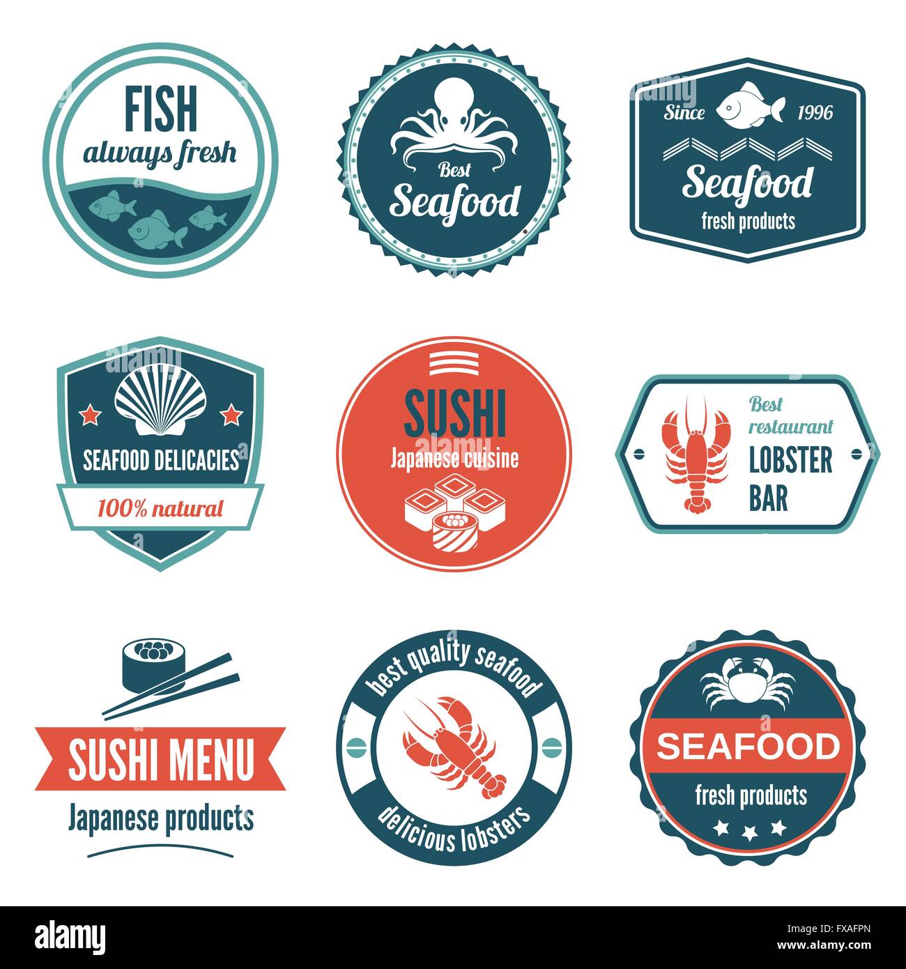 Japanese seafood restaurant emblem hi-res stock photography and images ...