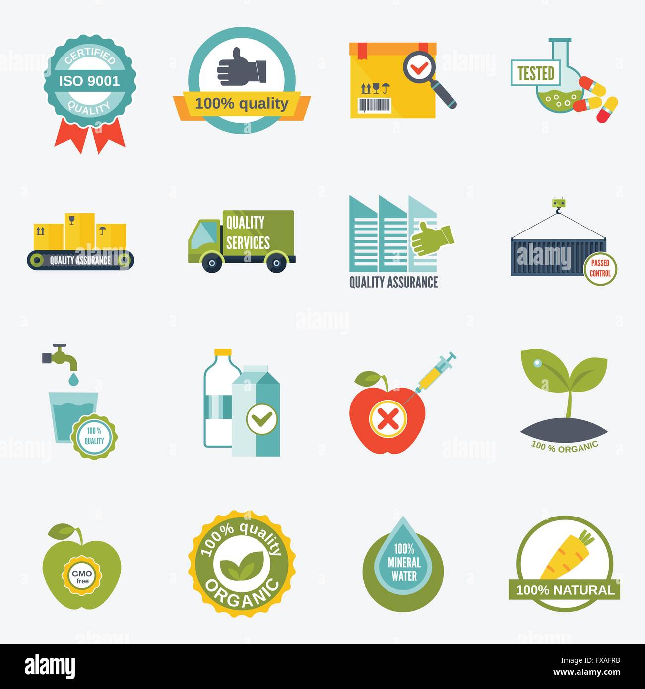 Quality control icons flat Stock Vector Image & Art - Alamy