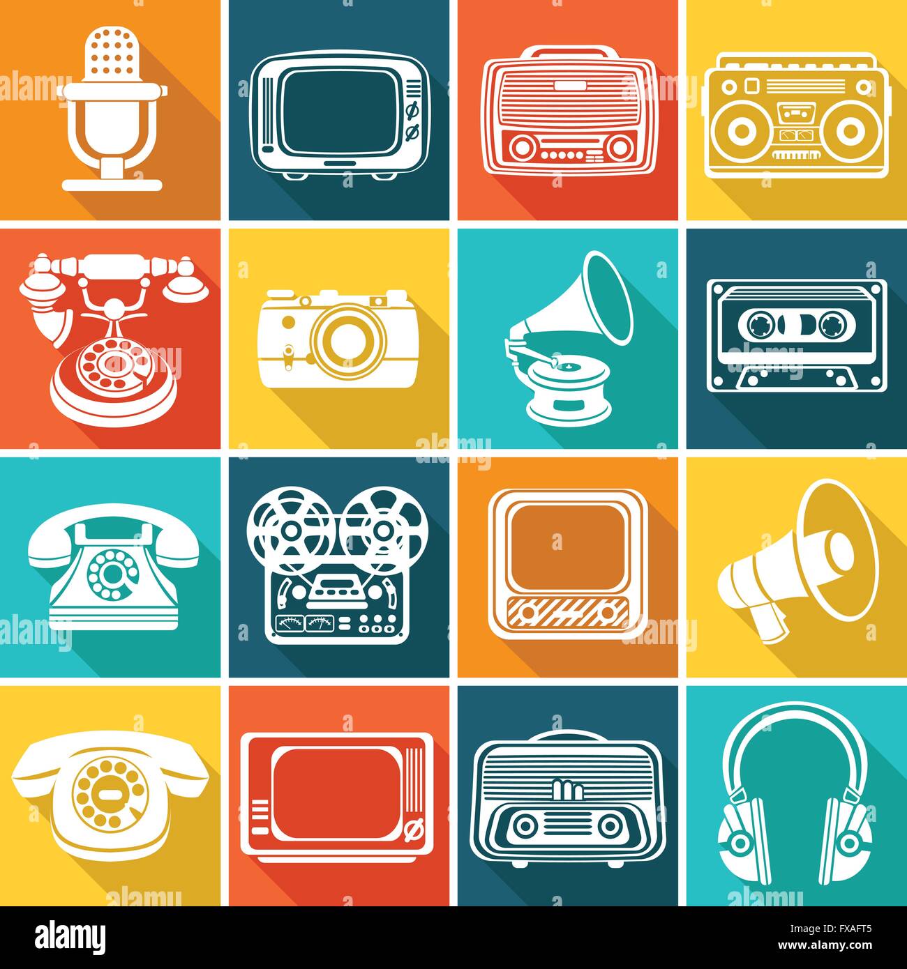 Retro media icons Stock Vector Image & Art - Alamy