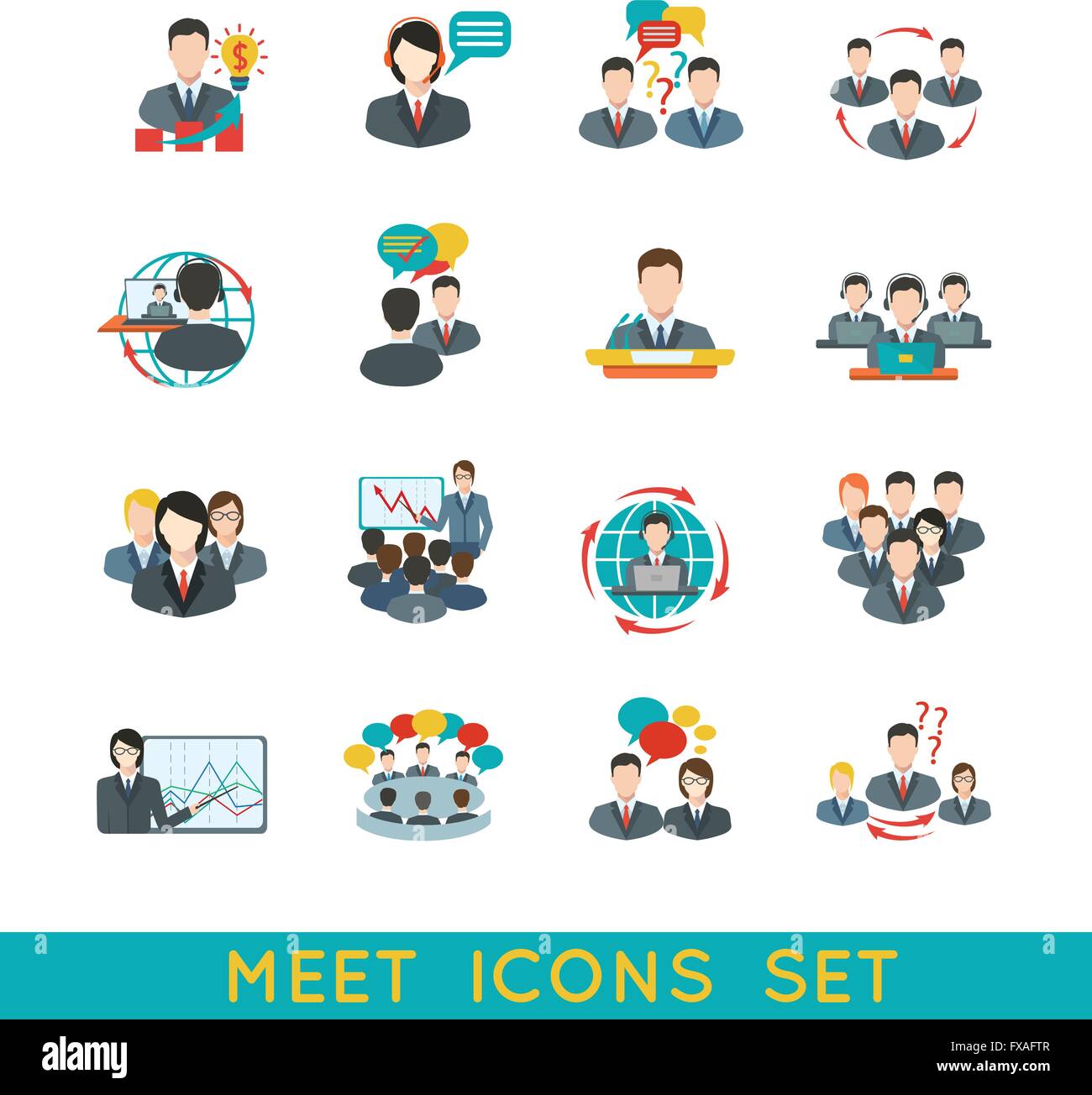 Meeting icons set flat Stock Vector Image & Art - Alamy