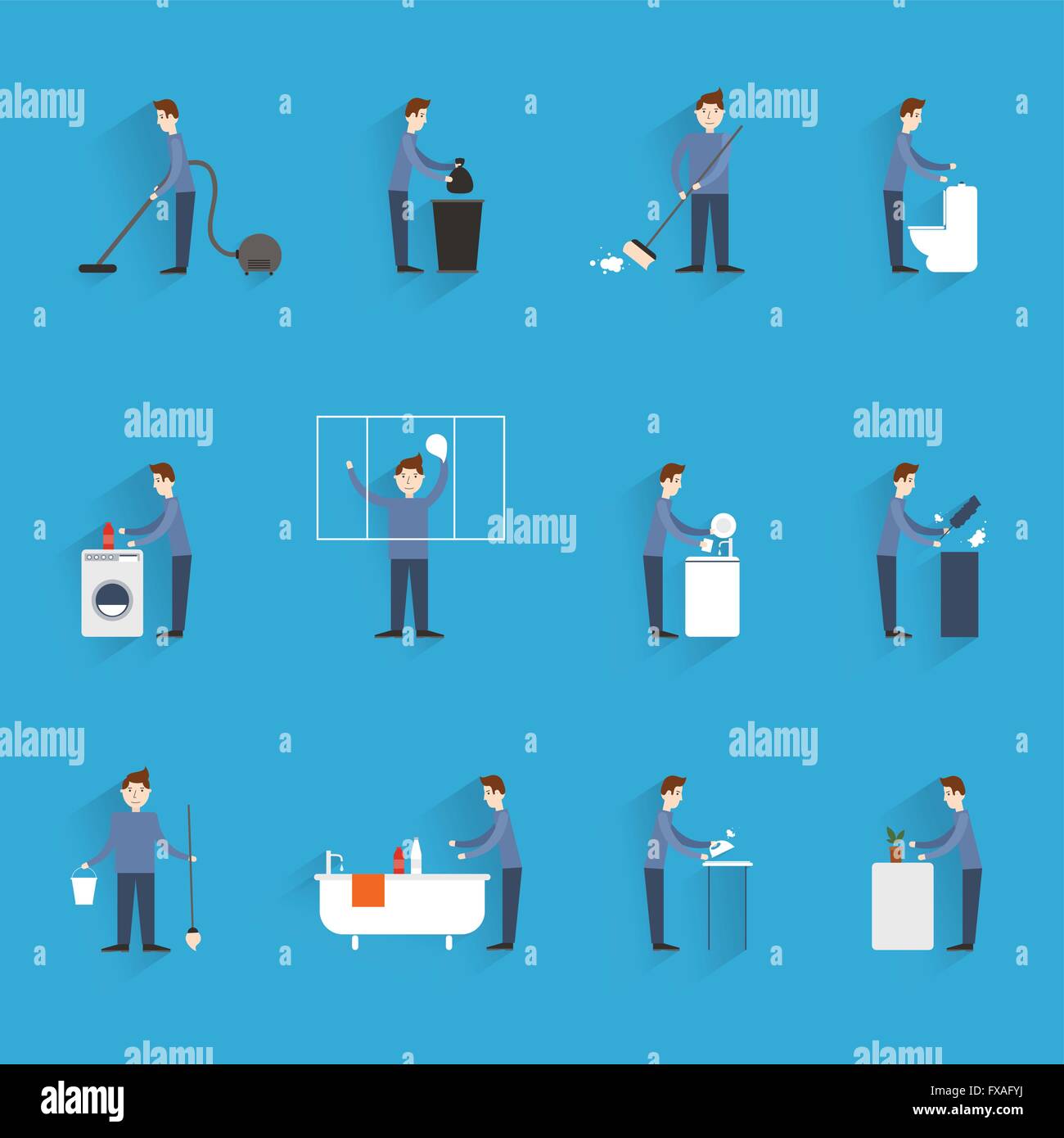 Man cleaning dust on Stock Vector Images - Alamy