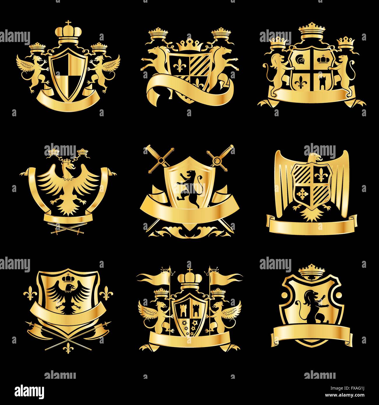 Heraldic golden emblems Stock Vector Image & Art - Alamy