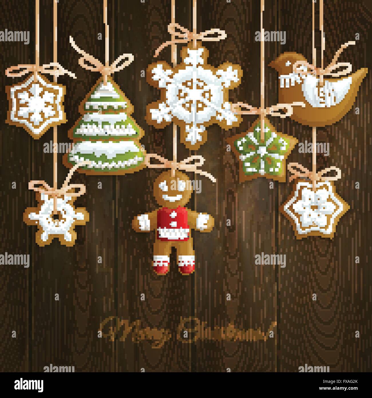 Cookies christmas on wooden Stock Vector Images - Alamy