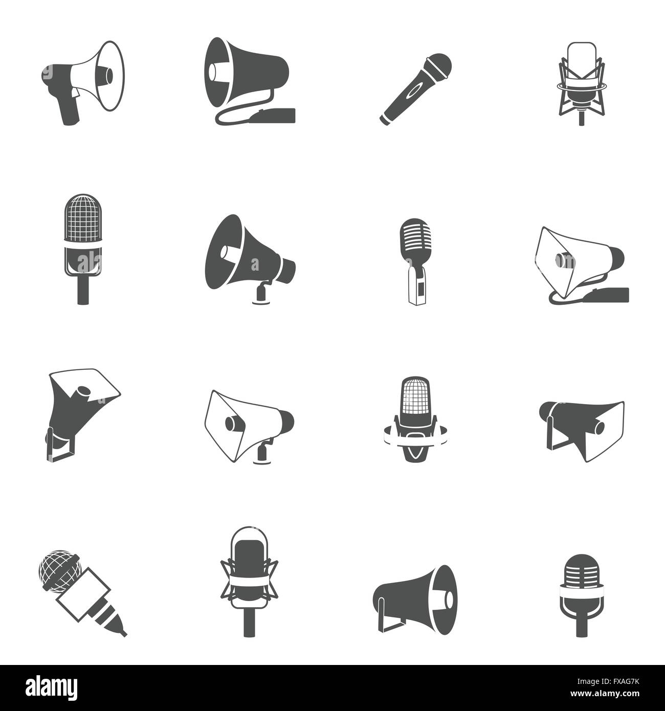 Megaphone icons set announcement Cut Out Stock Images & Pictures - Alamy